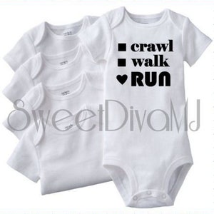 Crawl Walk Run Runners Baby Bodysuit - Runner's Infant Bodysuit - Baby ...