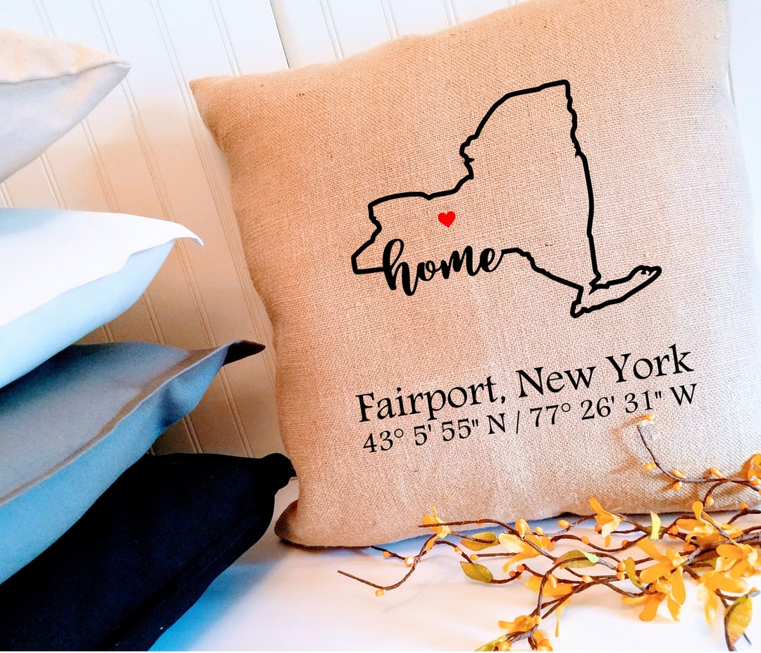 Custom City Coordinates Pillow Cover: New York Home Decor, State Pillow ...
