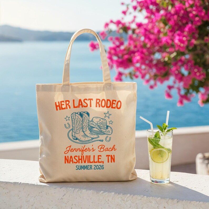 Last Rodeo Tote Bag Western Wedding Bridesmaid Customizable Bach ...
