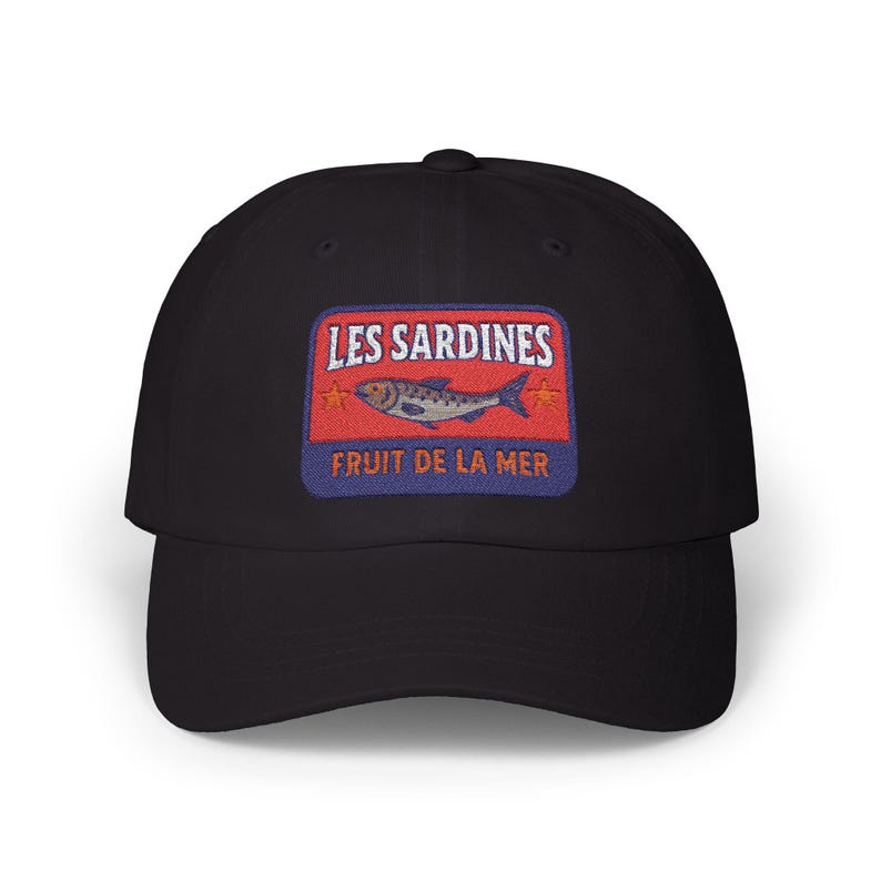 Les Sardines Tinned Fish Hat Embroidered Dad Cap Funny Fisherman Gift ...