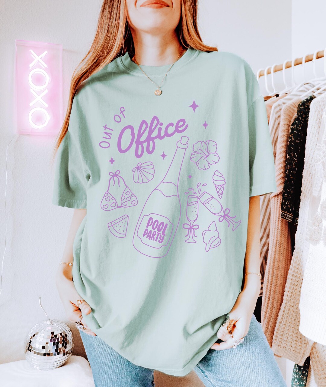 Out of Office Pool Party Shirt Comfort Colors Vacay Tee Retro Summer ...