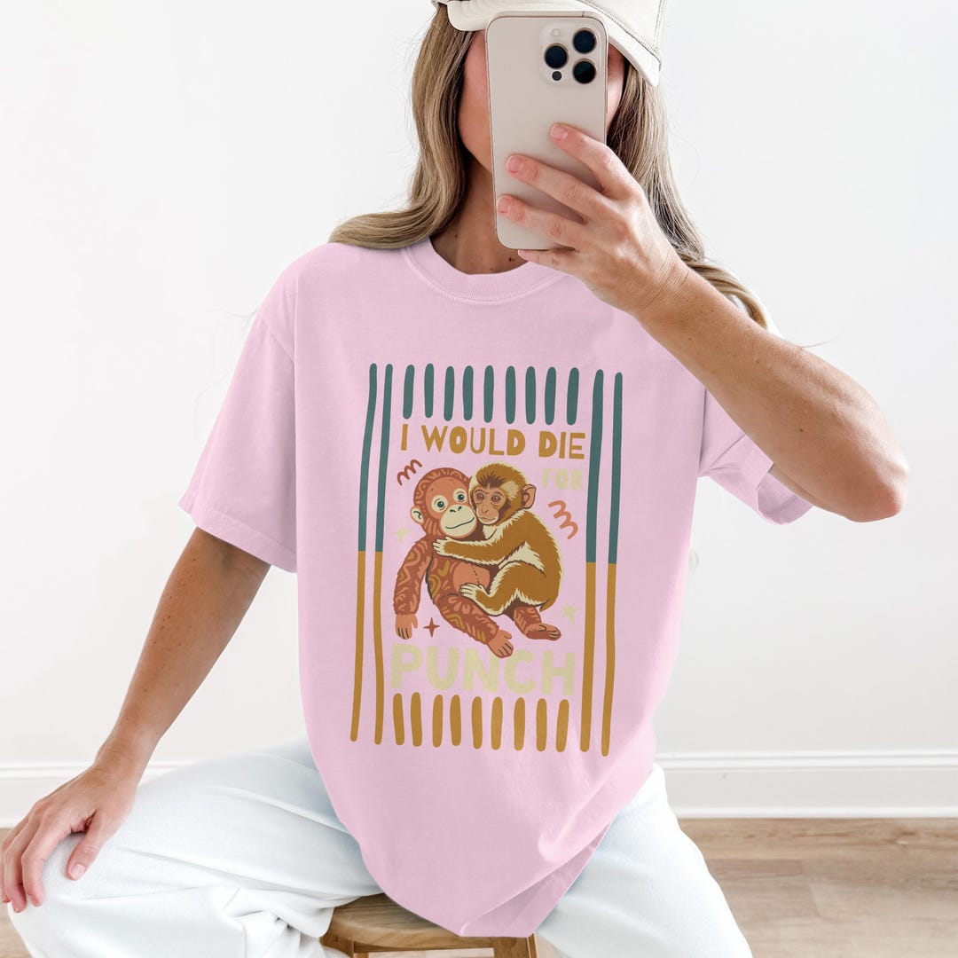 Punch the Monkey Shirt Emotional Support Funny Monkey Design Orangutan ...