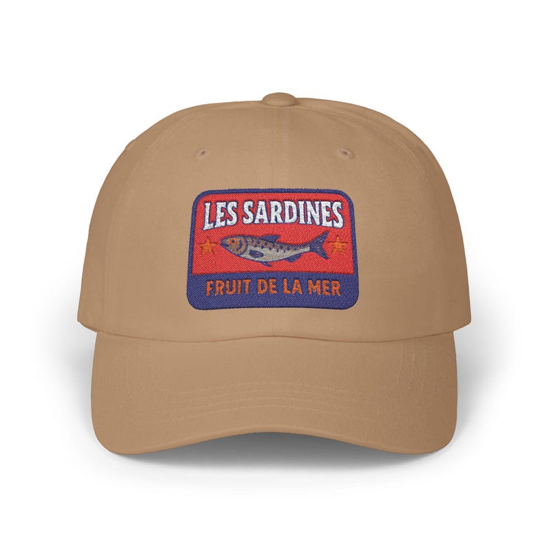 Les Sardines Tinned Fish Hat Embroidered Dad Cap Funny Fisherman Gift ...