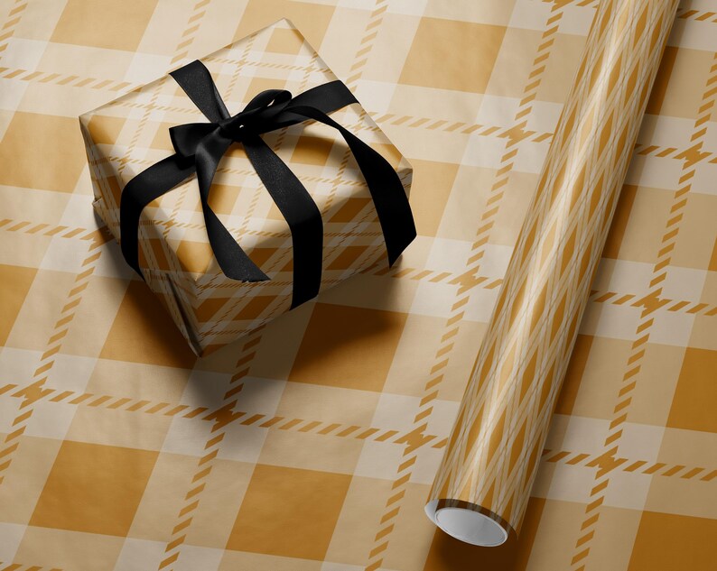 Plaid Wrapping Paper Tartan Gift Wrap Roll Retro Holiday Wrapping Xmas ...