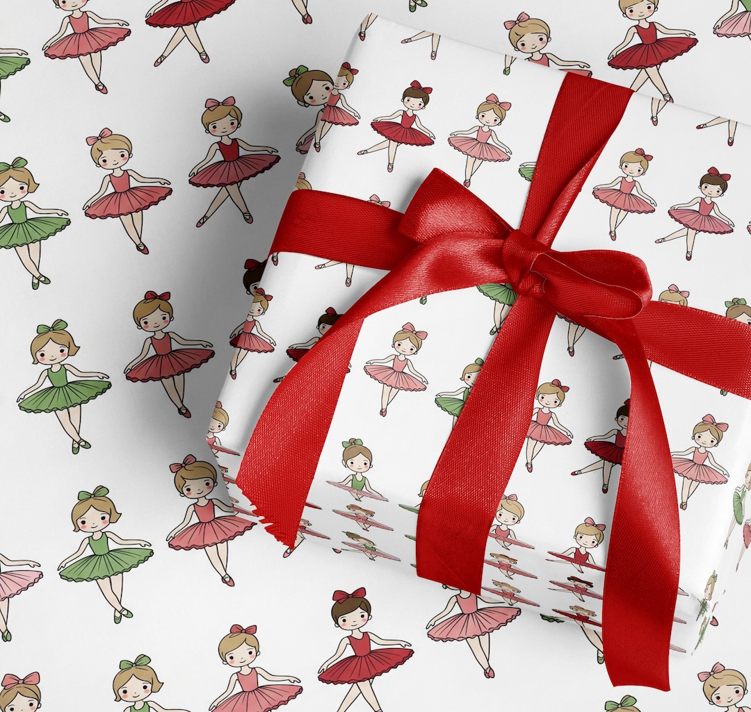 Nutcracker Ballet Ballerina Gift Wrap Roll Cute Xmas Wrapping Paper ...