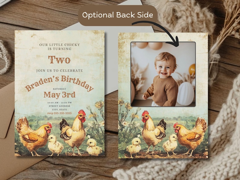 Editable Chicken Birthday Invitation: Vintage Farm Party (digital ...