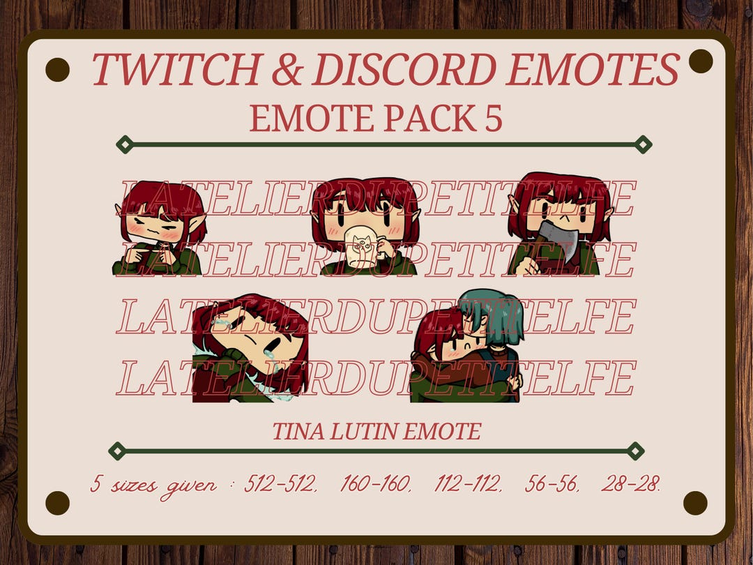 EMOTE LUTIN TINA || Discord/twitch Emote and Others, 5 Different Sizes ...