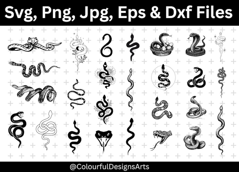 Snake Svg Bundle, Reptile Svg Cut File, Snake Silhouette, Python Svg, Hand Drawn Clipart, Snake ...