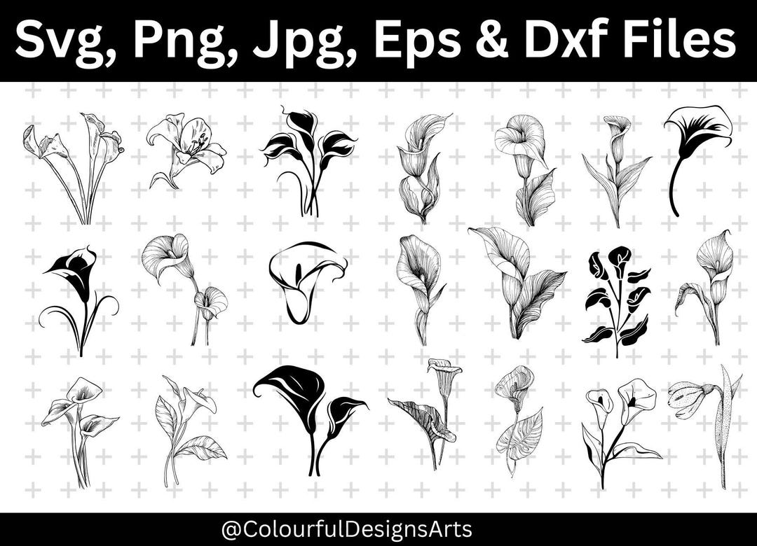 Calla Lily Flower SVG, Lily Flower SVG, Flower Bouquet SVG, Floral Line ...