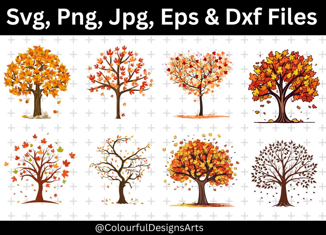 Autumn Tree Svg Bundle, Tree Clipart, Fall Tree Bundle, Autumn Leaves ...