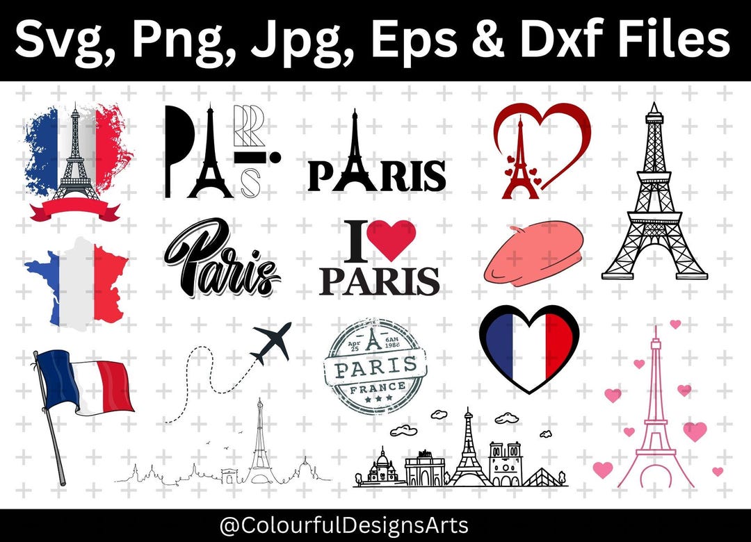Paris Svg Bundle, Paris Png Bundle, Eiffel Tower Svg, Landmark Svg ...