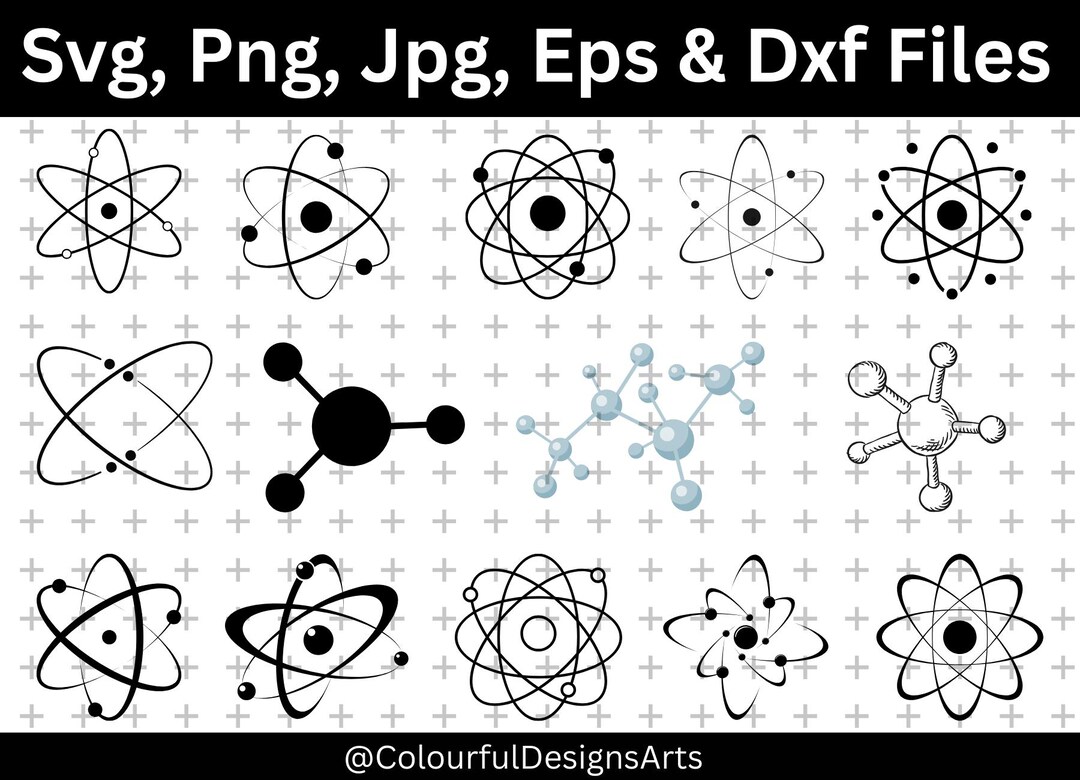 Atom SVG Bundle, Atom Png Bundle, Science Clipart, Molecule Cut Files ...