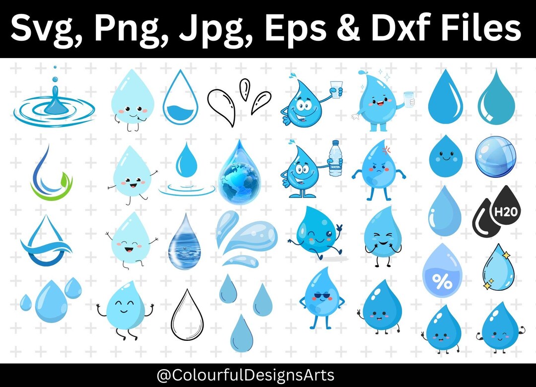 Water Drops Svg Files, Rain Drop Clipart, Water Droplet SVG, SVG for ...