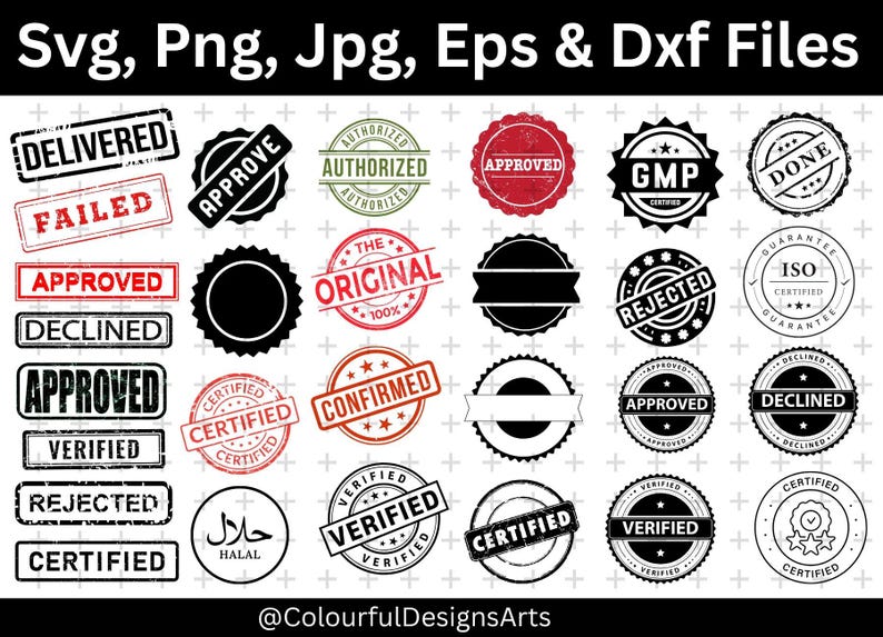 Stamps Svg Bundle, Approved Stamp SVG, Sublimation Designs, Declined ...
