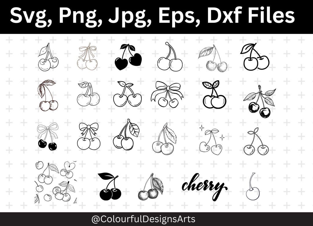 Cherry SVG Bundle, Summer Fruits Vector, Cherry Cut Files, Cherries ...