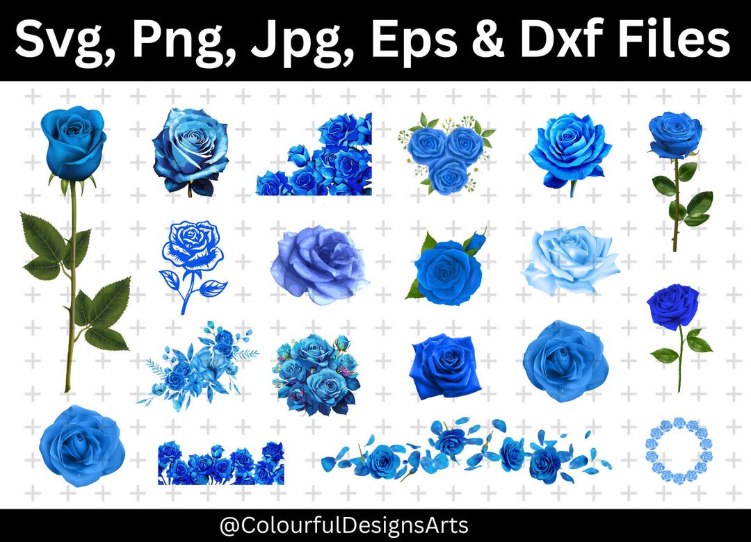 Blue Rose SVG Bundle, Blue Rose Clipart, Rose Svg, Svg Cut Files for ...