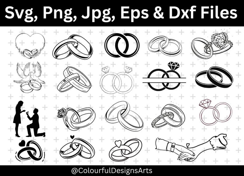 Engagement Rings Svg Bundle, Ring Svg, Wedding Svg, Marriage Ring ...