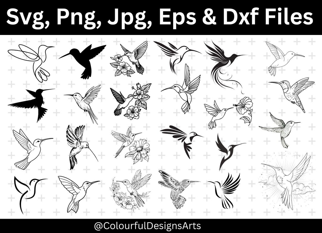Hummingbird Svg Bundle, Hand Drawn Svg Designs, Retro Hummingbird Svg ...