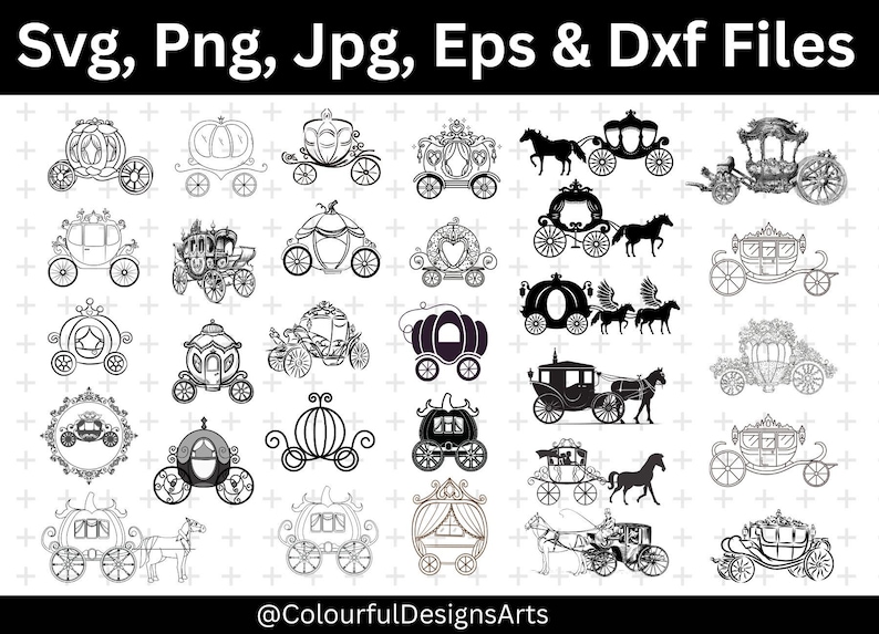 Princess Carriage SVG Bundle, Horse Carriage SVG, Carriage Clipart ...