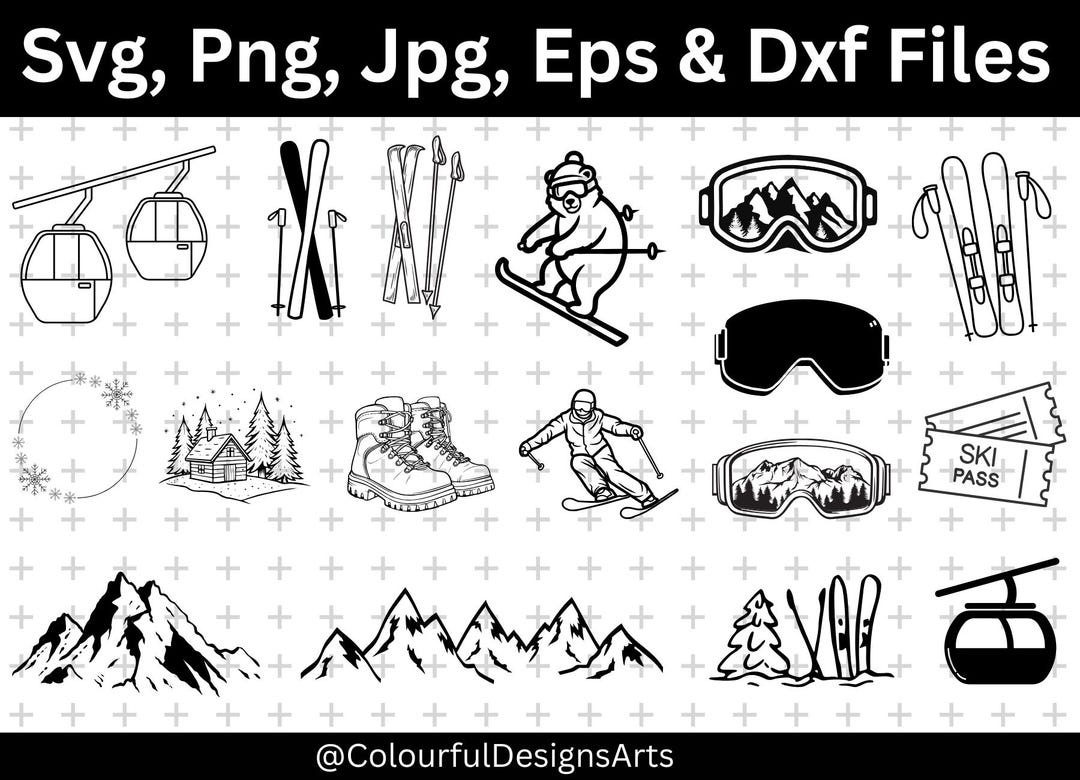 Ski Svg Bundle, Ski Clipart, Winter Svg, Mountain Svg Bundle, Svg ...