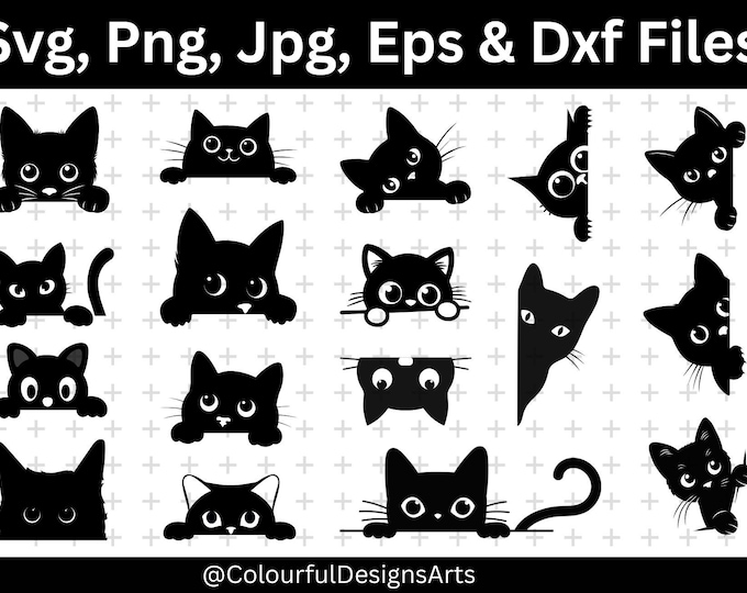 Peeking Cat Svg Png Bundle, Cat Cliparts, Peeking Kitten Png, Peeking ...