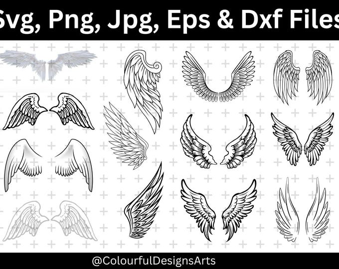 163 Angel Wings Svg Bundle, Wings SVG, Wings PNG, Wings Cut File, Angel ...