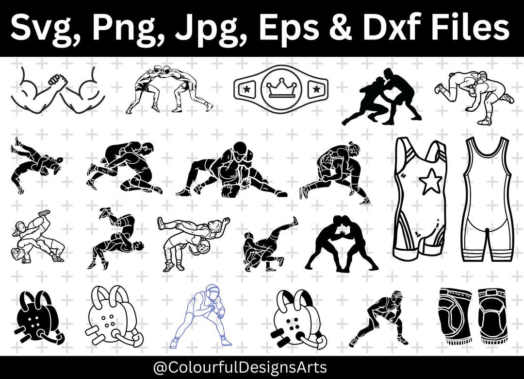 Wrestling SVG Bundle, Wrestling PNG Bundle, Wrestler Silhouette ...