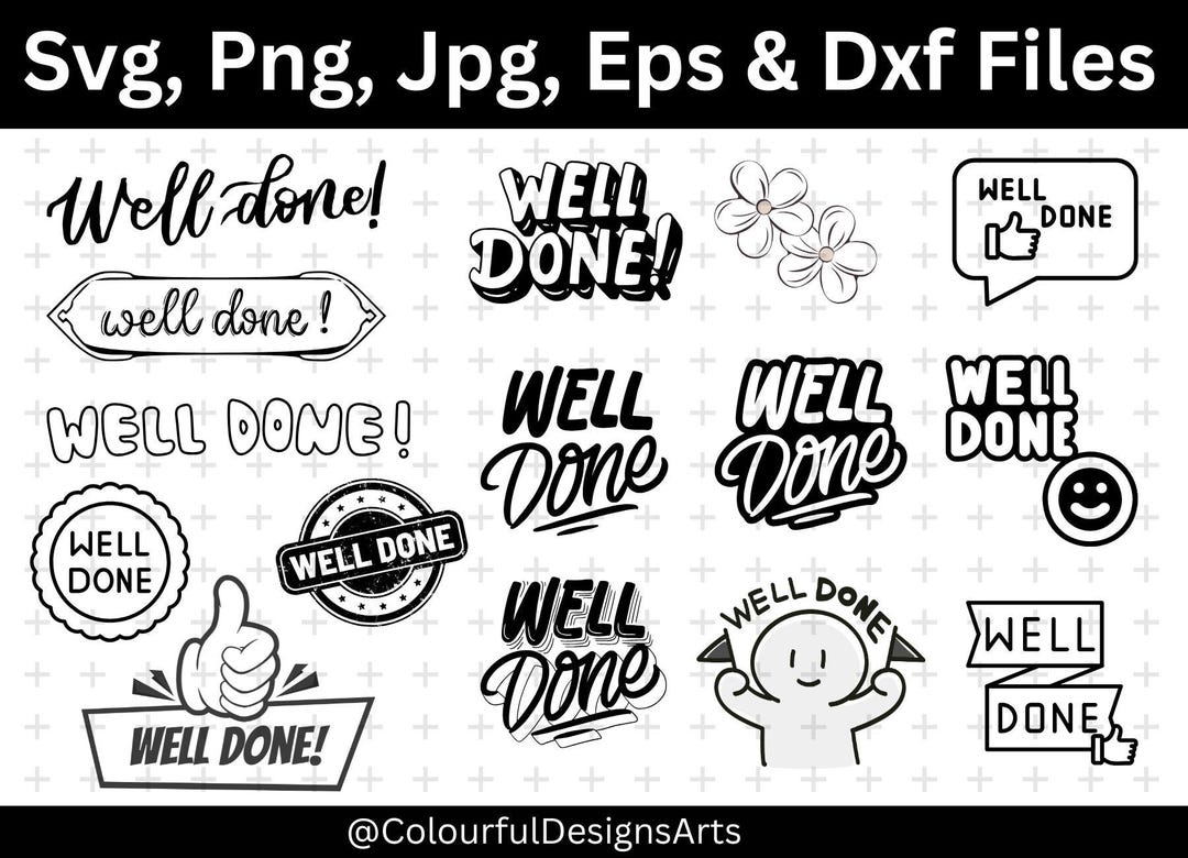 Well Done Svg Bundle, Well Done Cut Files, Well Done SVG Stamps ...