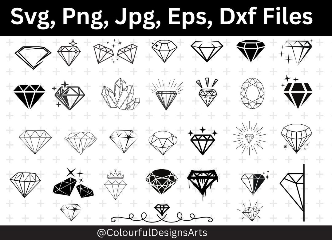 Diamond SVG, Wedding Diamond SVG, Diamond Clipart, Silhouette, Cut ...