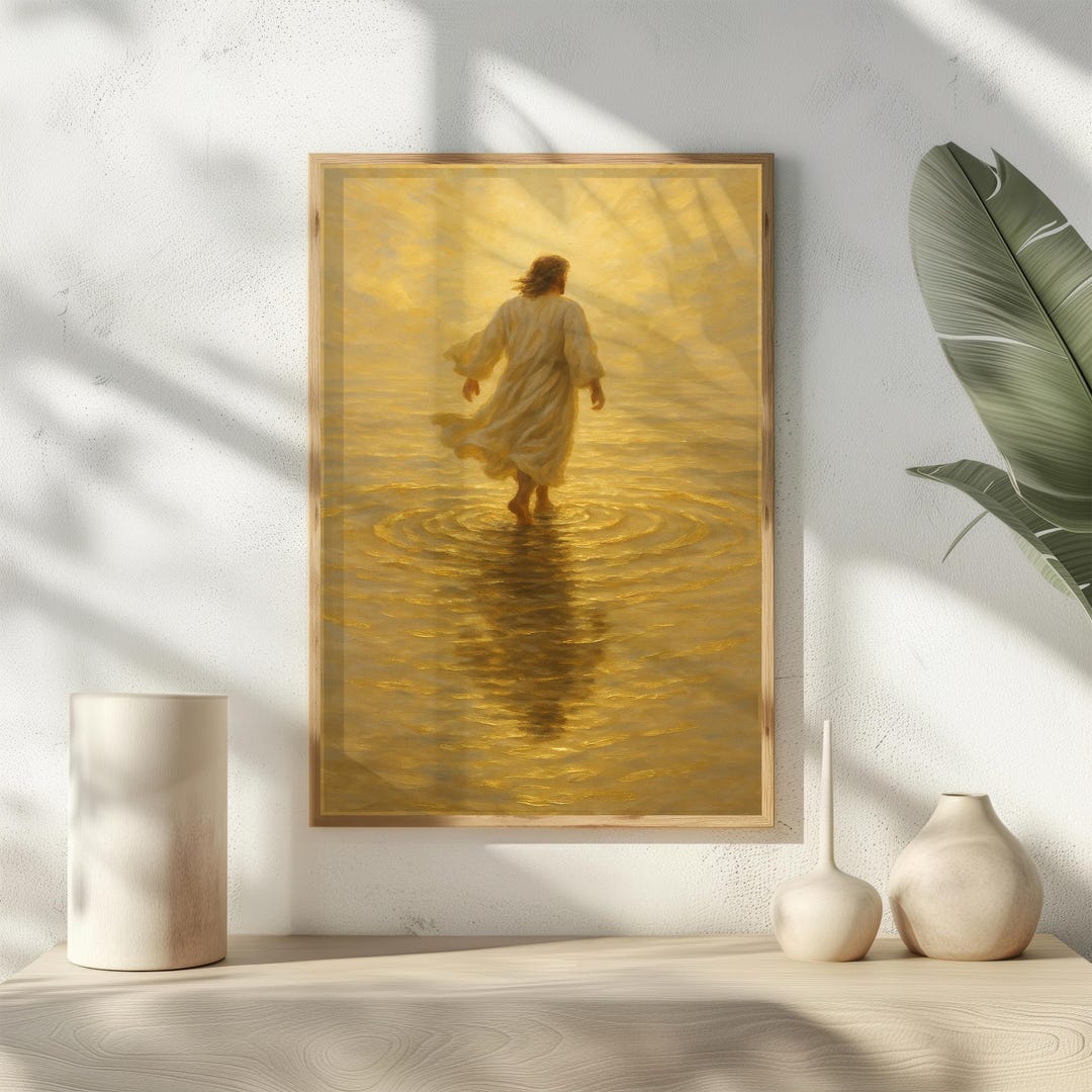 Jesus Walking Into Light Printable, Glowing Christian Wall Art, Bible ...