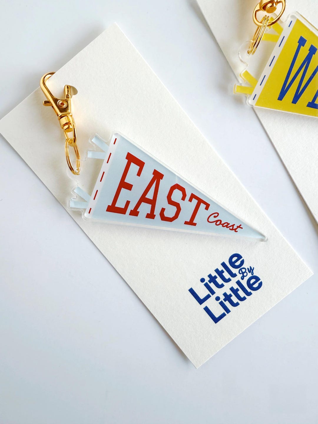 East Coast Pennant Flag Keychain | Vintage-style Acrylic Bag Charm - Etsy