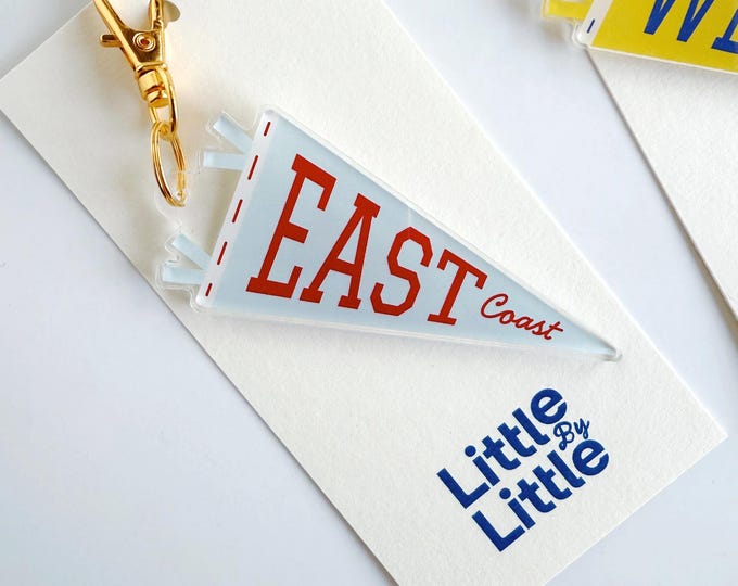 East Coast Pennant Flag Keychain | Vintage-style Acrylic Bag Charm - Etsy