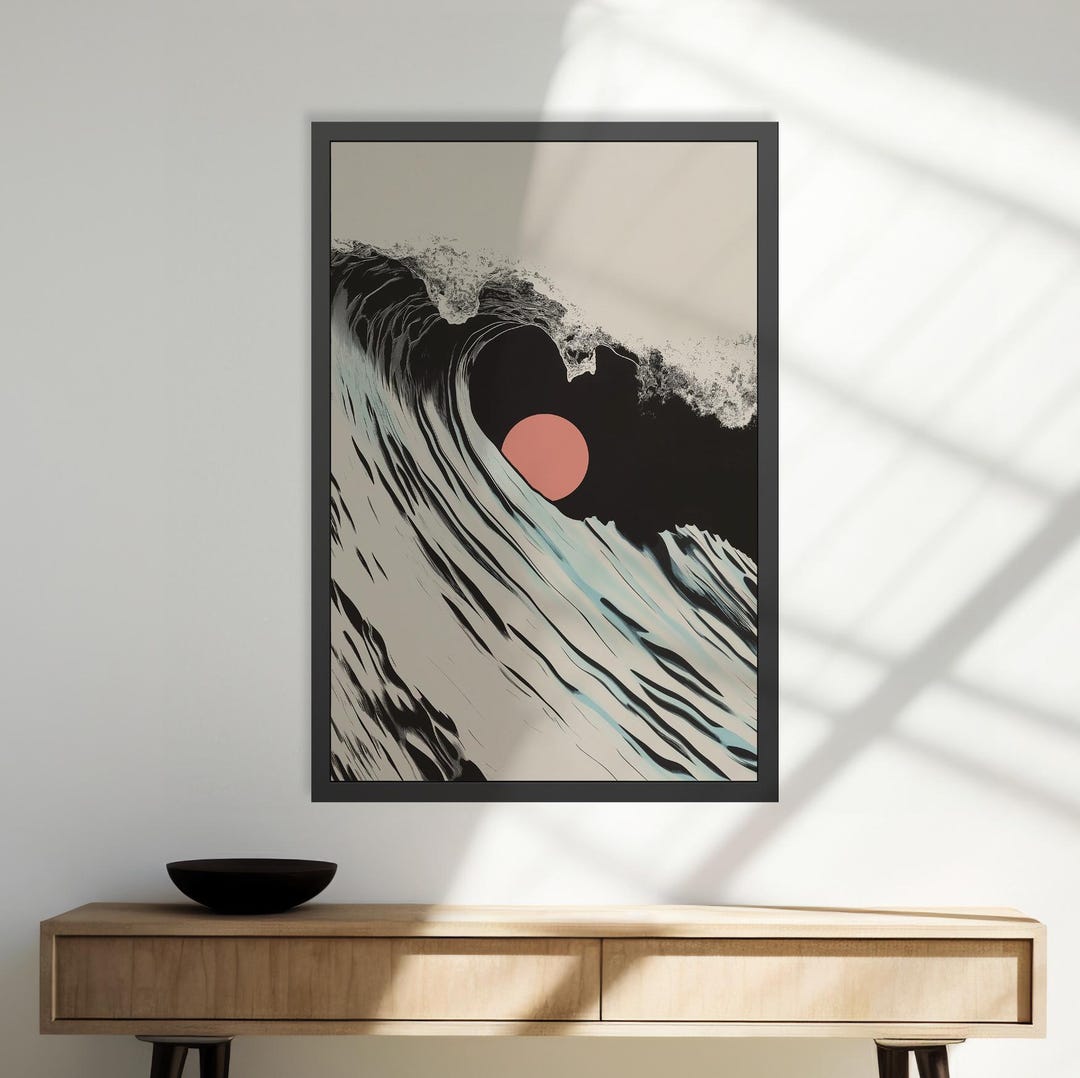 Pitch - Contemporary Modern Wave Art Poster, Unique Digital Wave Art ...