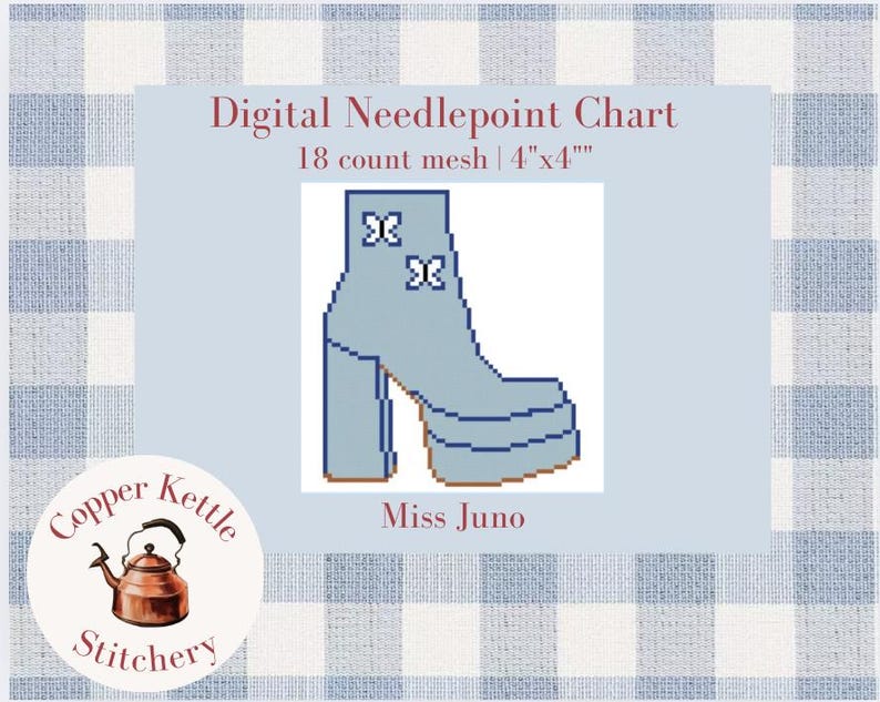 Miss Juno Boot Digital Needlepoint Canvas Chart 18-mesh - Etsy
