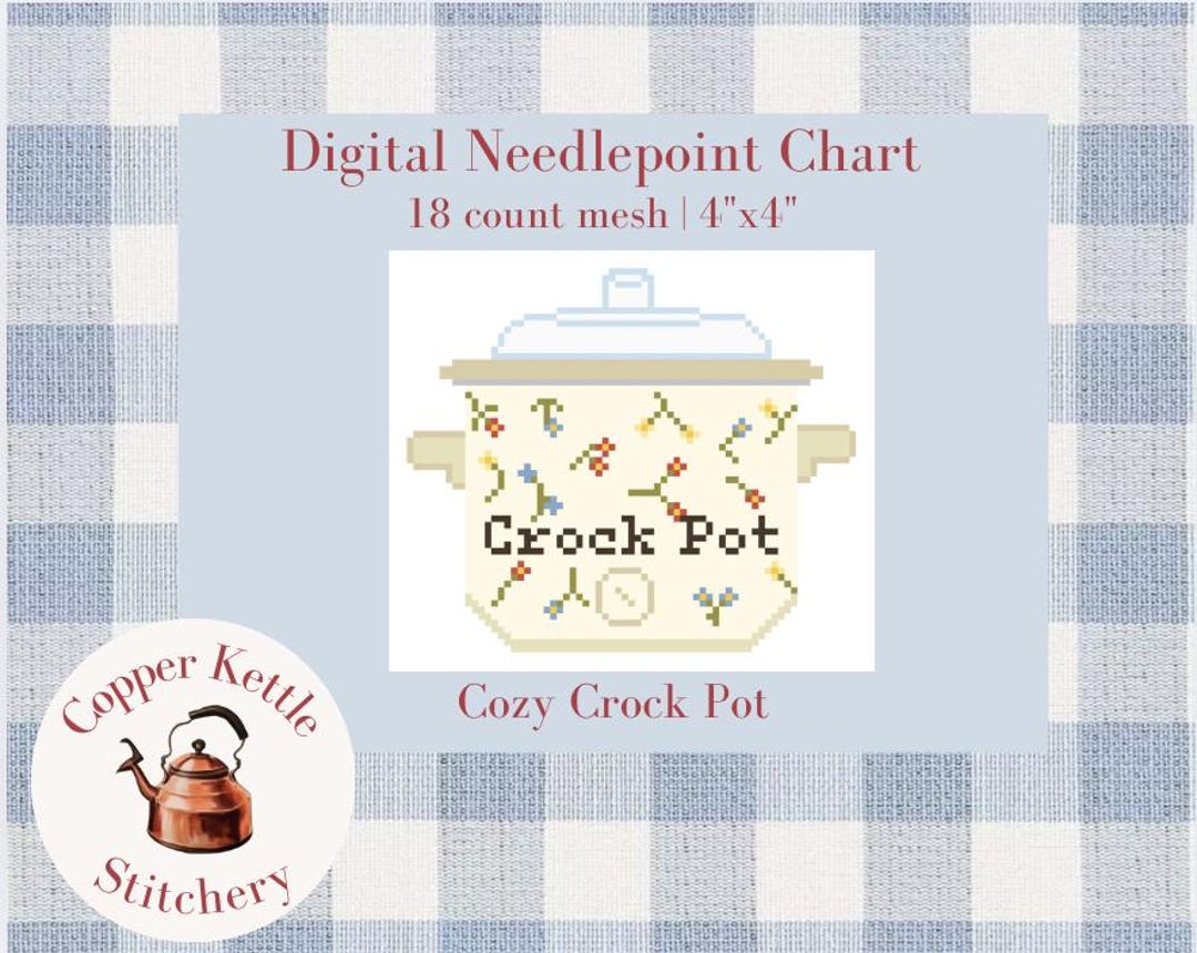 Cozy Crockpot Digital Needlepoint Chart | 4" X 4", 18 Mesh - Etsy