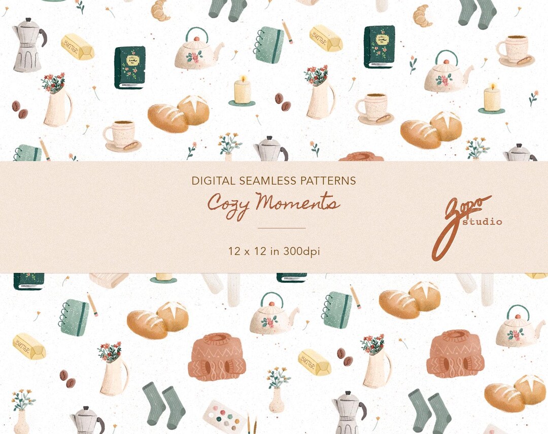 Cute Cottagecore Paper Pack, Digital Seamless Patterns, Scrapbook ...