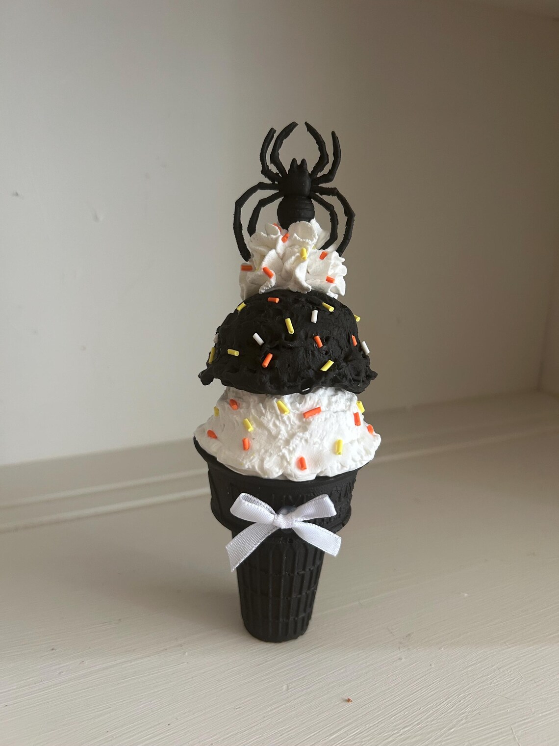 Halloween Fake Ice Cream Cone: Spider Topped Faux Treat, Tiered Tray ...