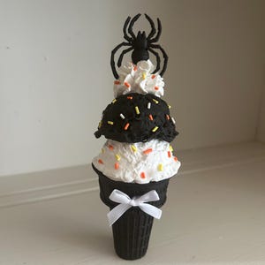 Halloween Fake Ice Cream Cone: Spider Topped Faux Treat, Tiered Tray ...