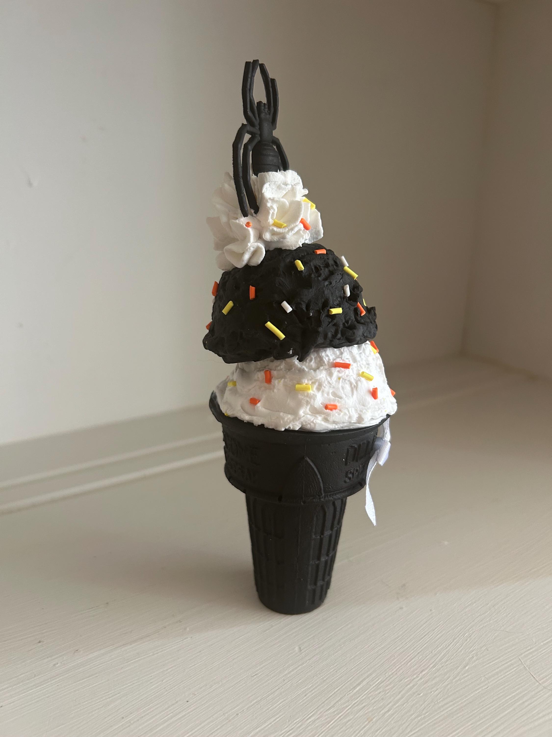 Halloween Fake Ice Cream Cone: Spider Topped Faux Treat, Tiered Tray ...
