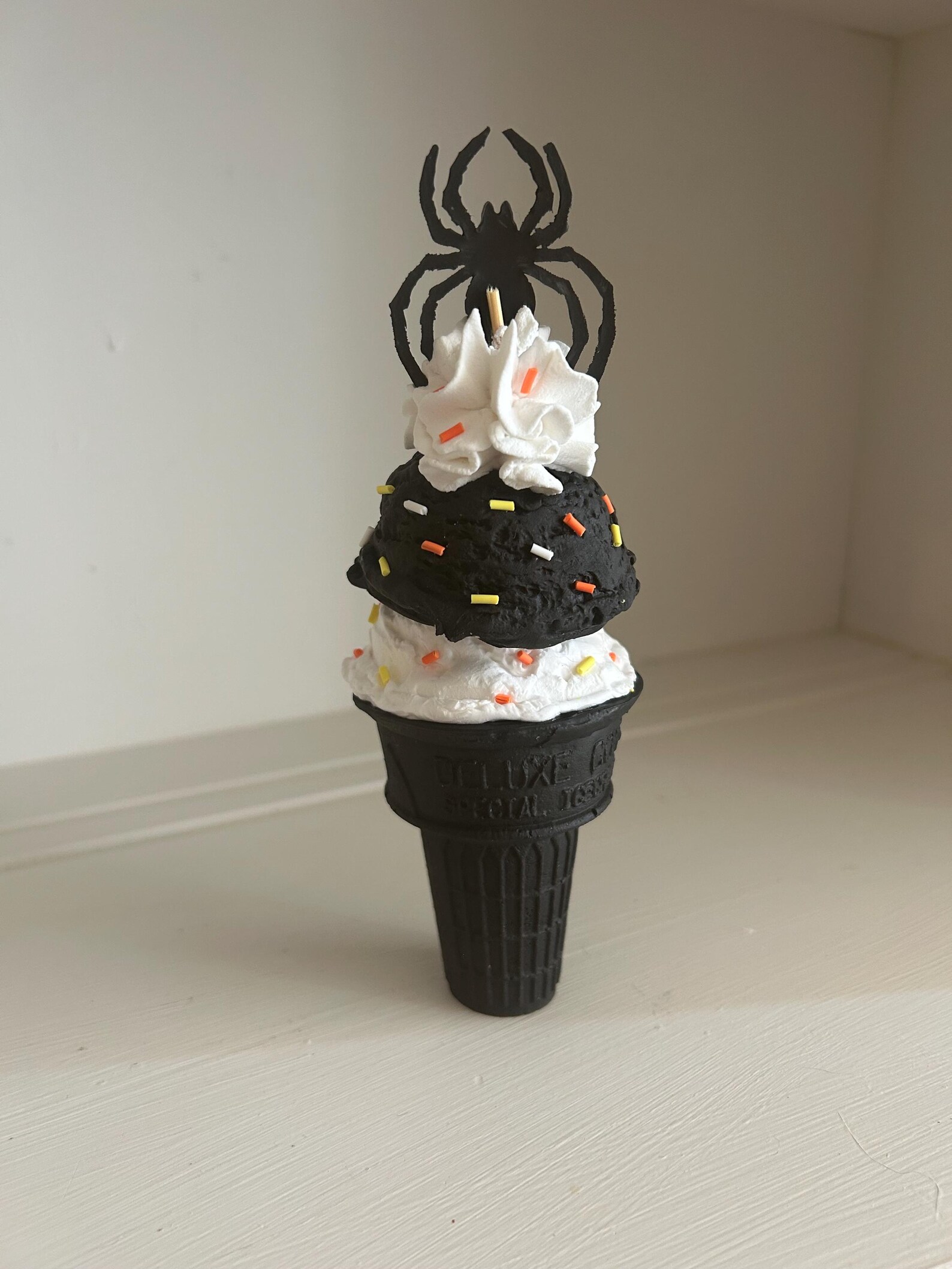 Halloween Fake Ice Cream Cone: Spider Topped Faux Treat, Tiered Tray ...