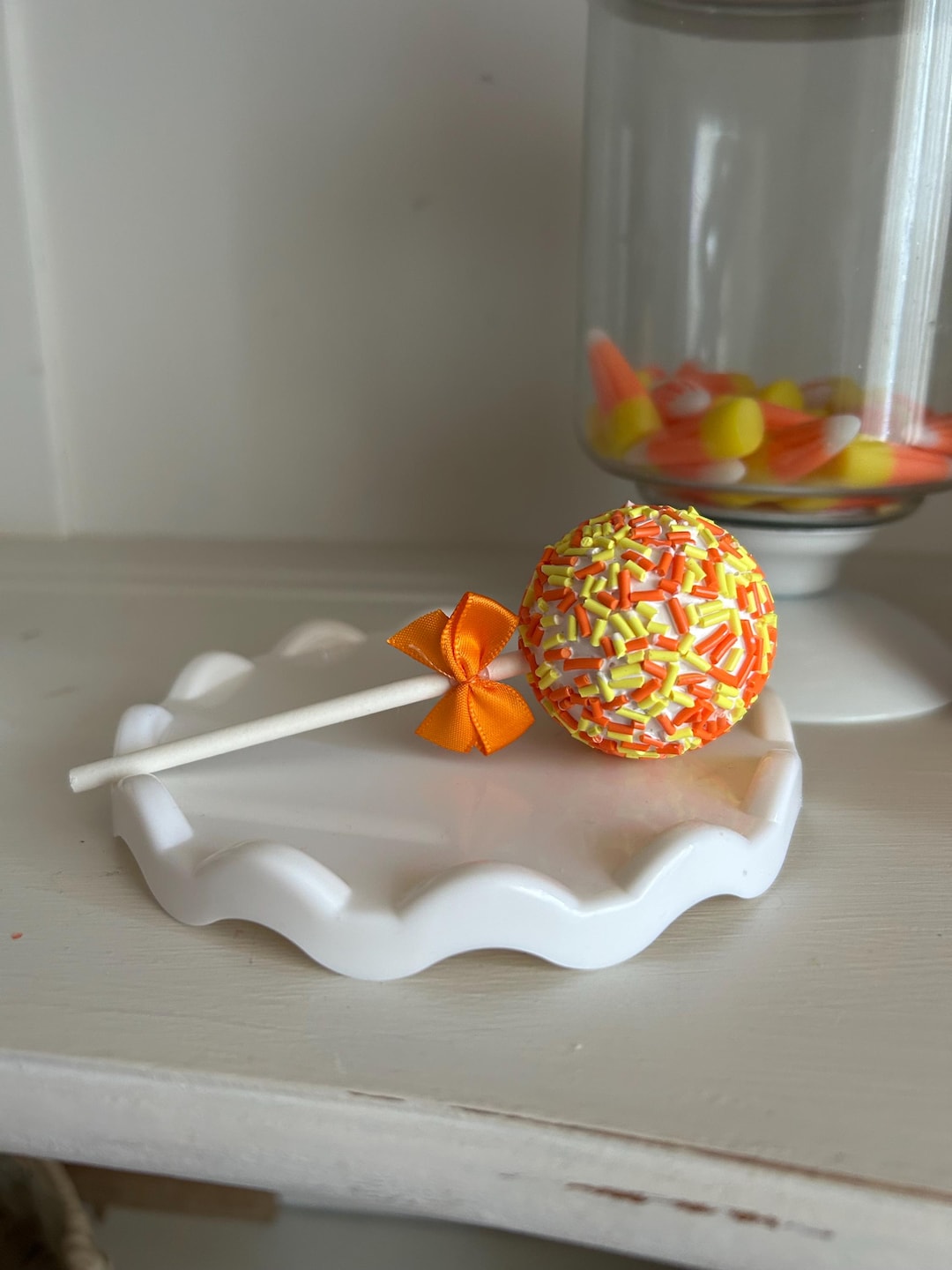 Fake Candy Corn Cake Pop: Halloween Clay Lollipop Decoration - Etsy