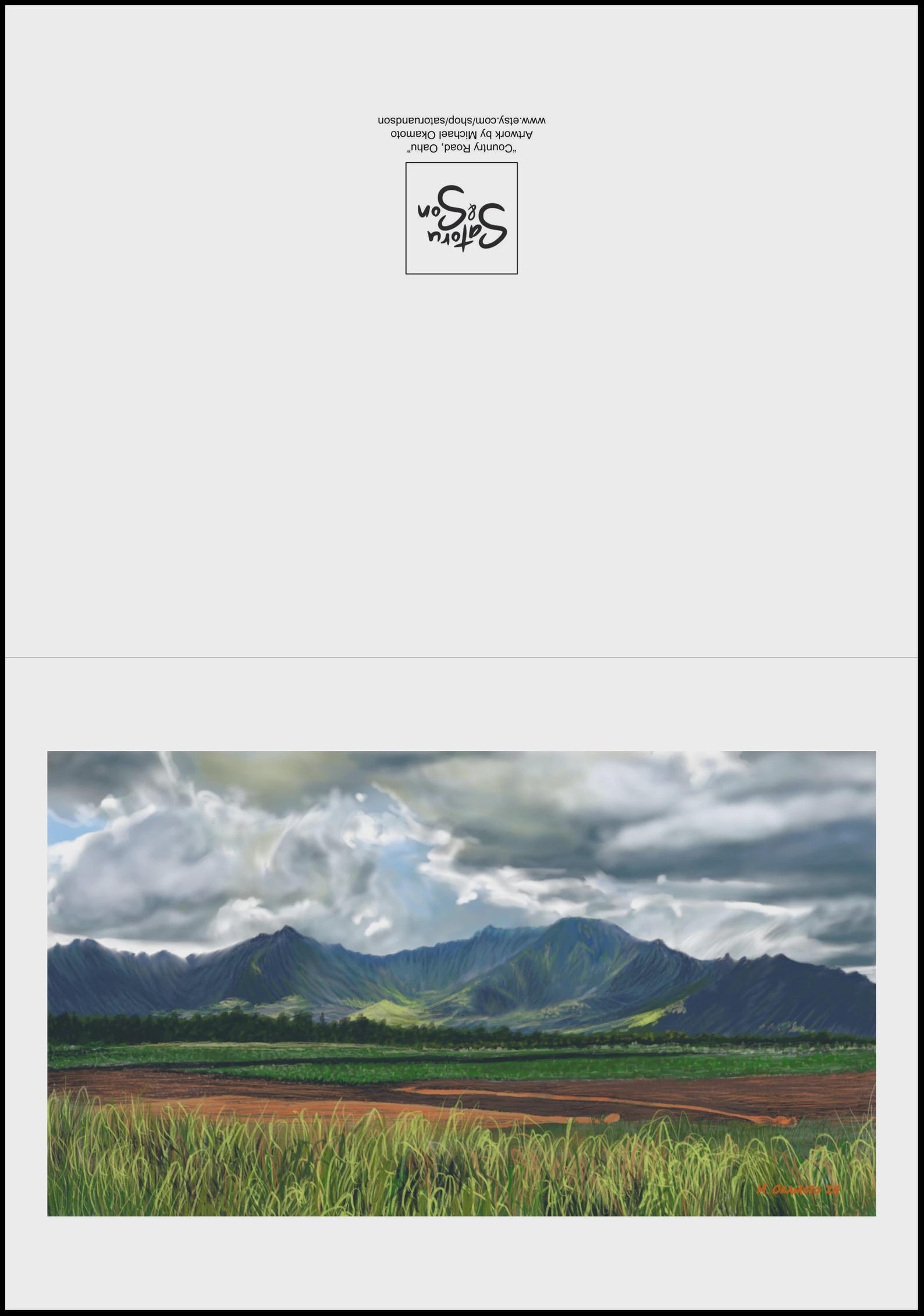 Oahu Hawaii Art Cards: Country Road Landscape, Blank Note Cards With ...