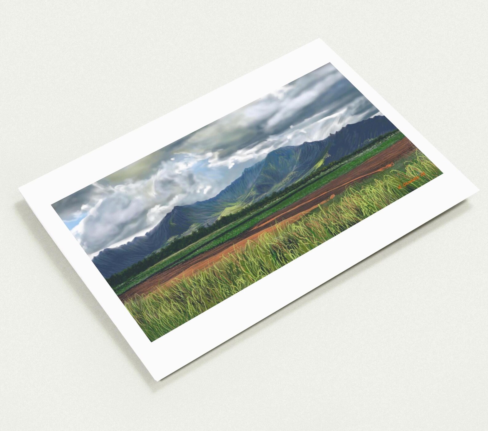 Oahu Hawaii Art Cards: Country Road Landscape, Blank Note Cards With ...