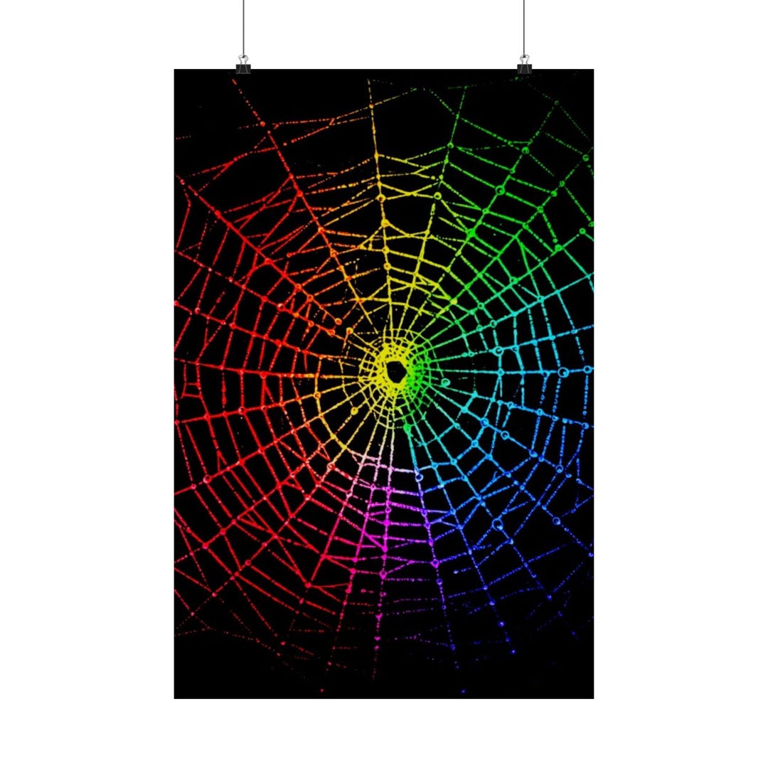 Rainbow Spider Web Vertical Poster, Gothic Home Decor, Colorful Wall ...