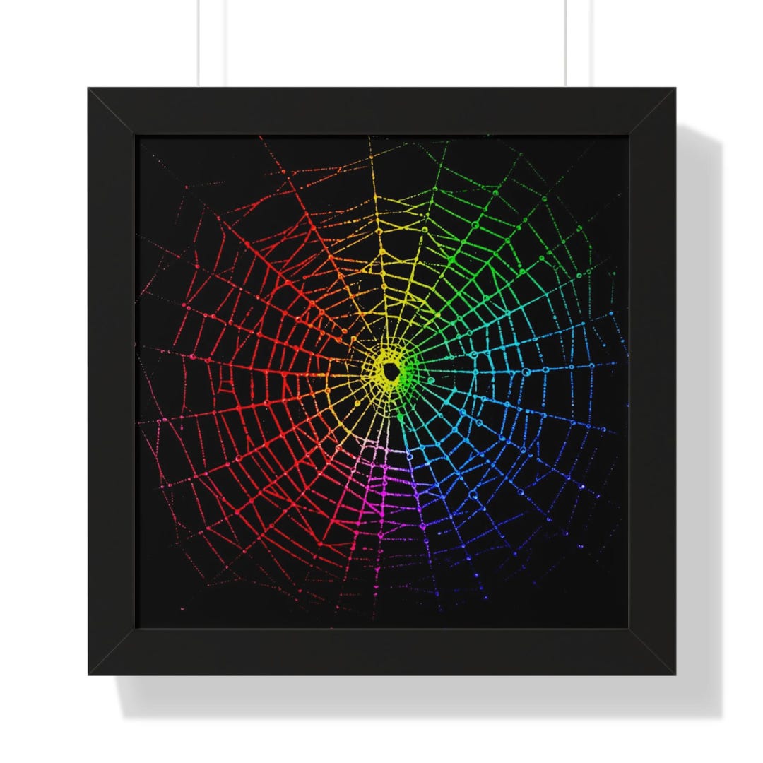 Boho Rainbow Spider Web Framed Poster Wall Decor, Colorful Art Print ...