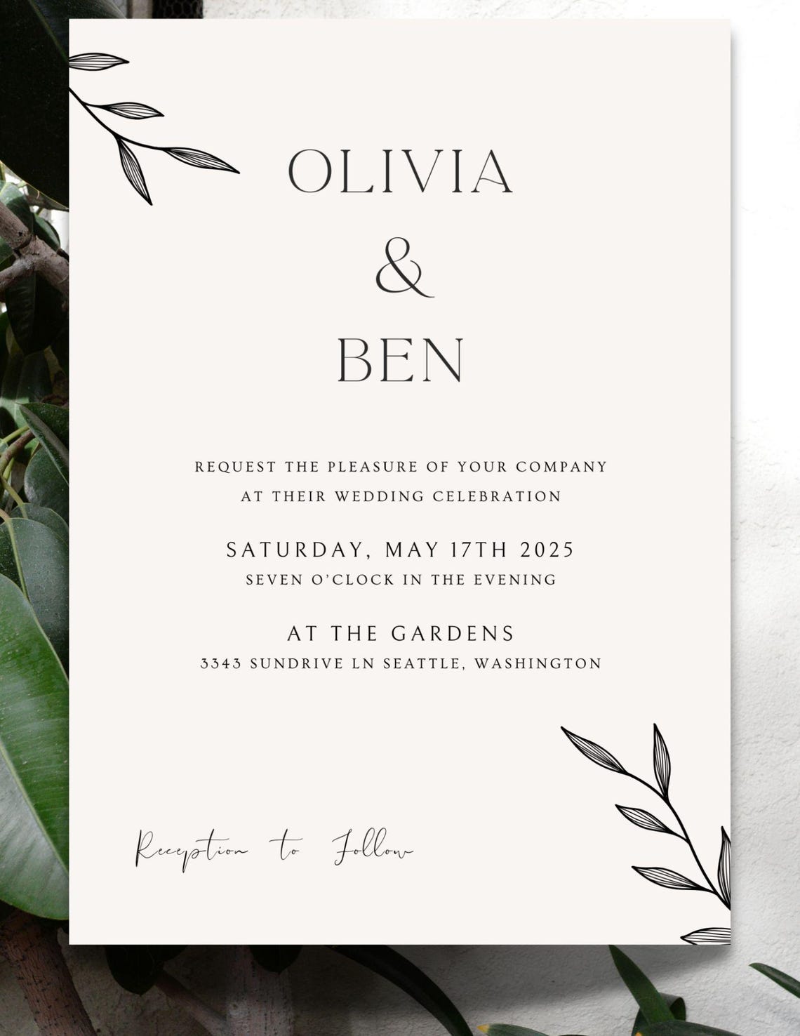 Simple Wedding Template Full Package - Invitation, Details Card, and ...