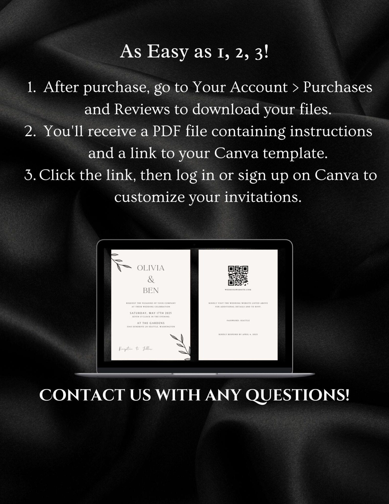 Simple Wedding Template Full Package - Invitation, Details Card, and ...