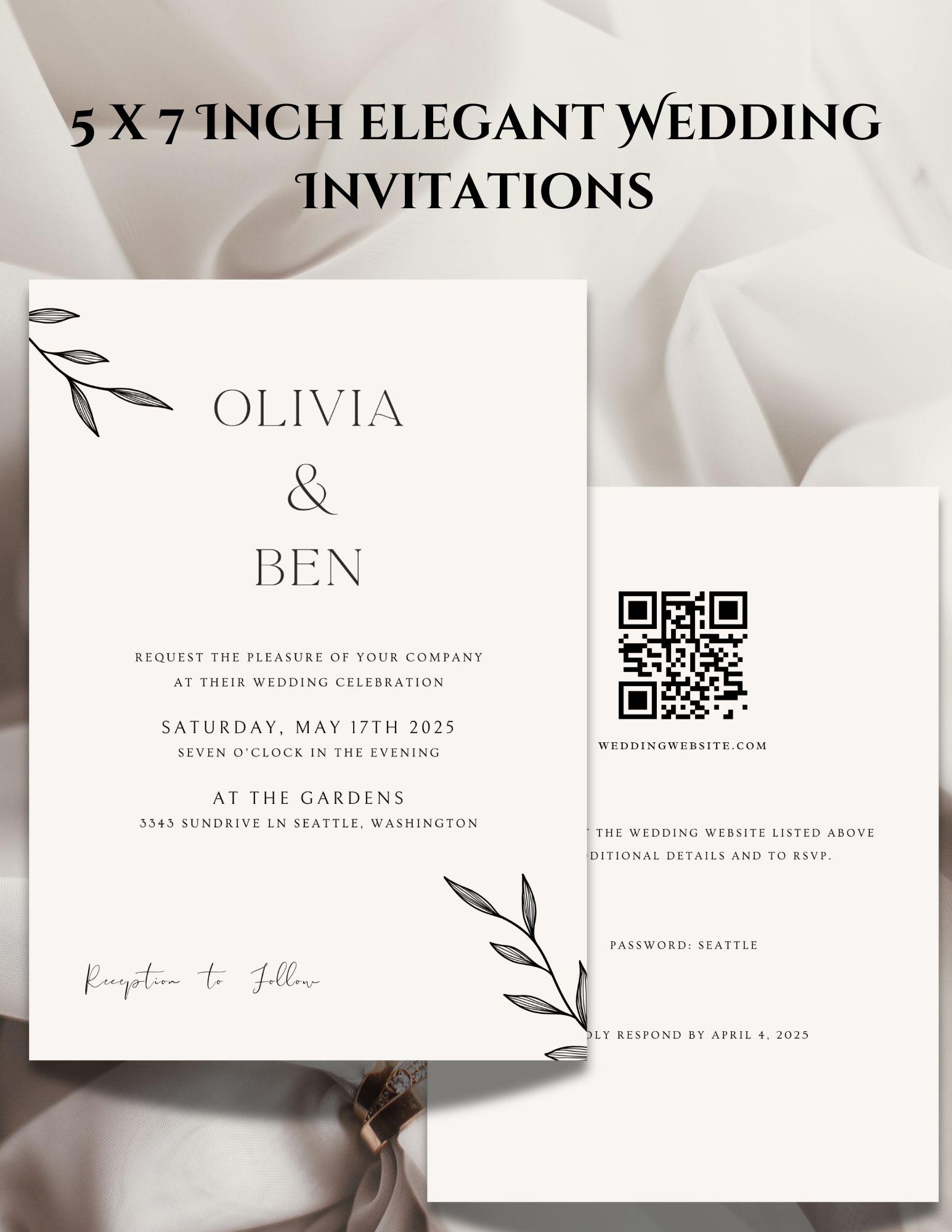 Simple Wedding Template Full Package - Invitation, Details Card, and ...