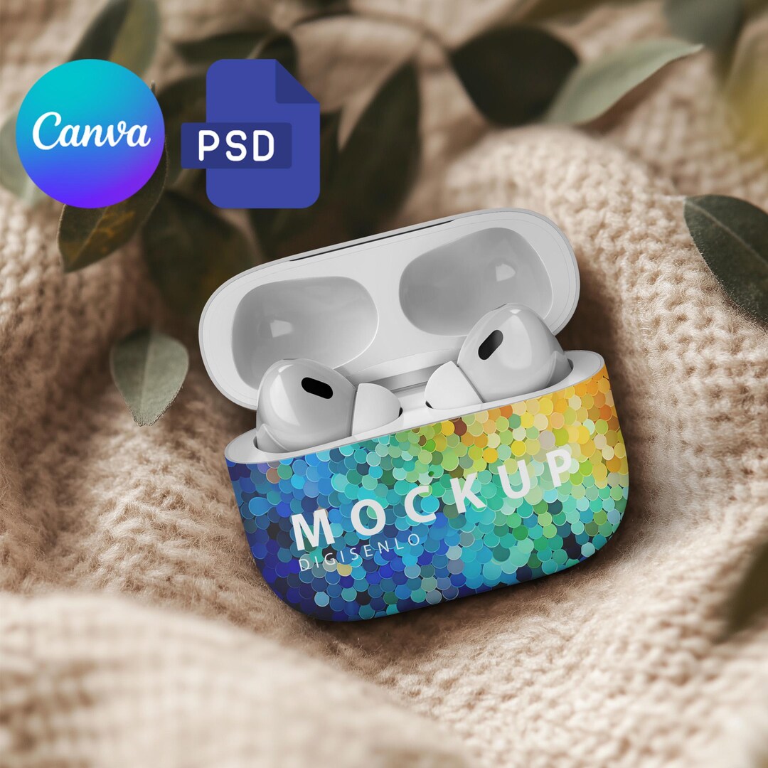 AirPod Case Mockup Template, Easy Edit Canva & PSD Mockup, Customizable ...