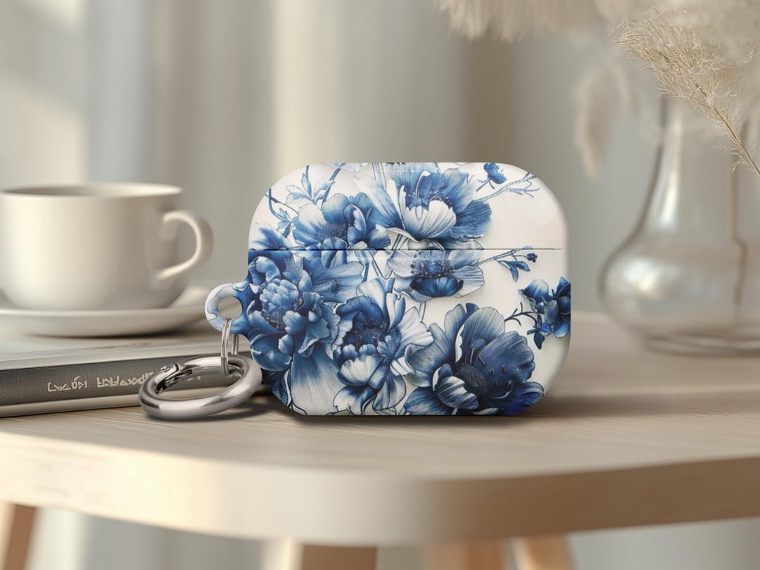 Chinese Blue Flower AirPod Pro 2 Case Porcelain Watercolor Large ...